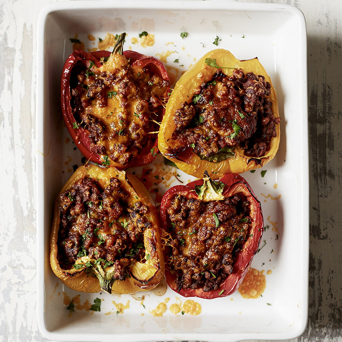 Baked Cheesy Peppers with Cajun-Style Lentils – Merchant Gourmet