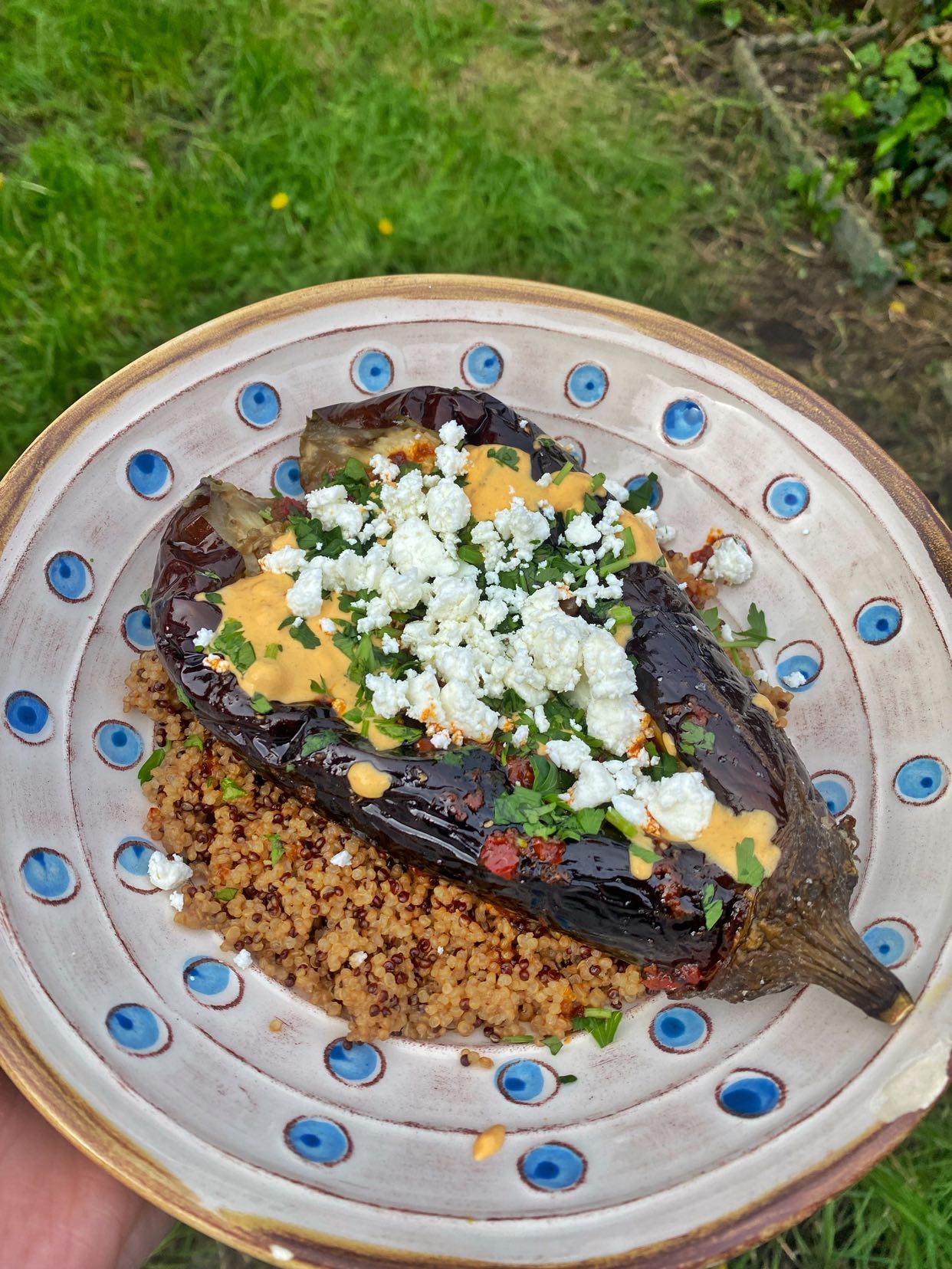 Roasted Aubergine with Harissa Butter & Quinoa | Merchant Gourmet