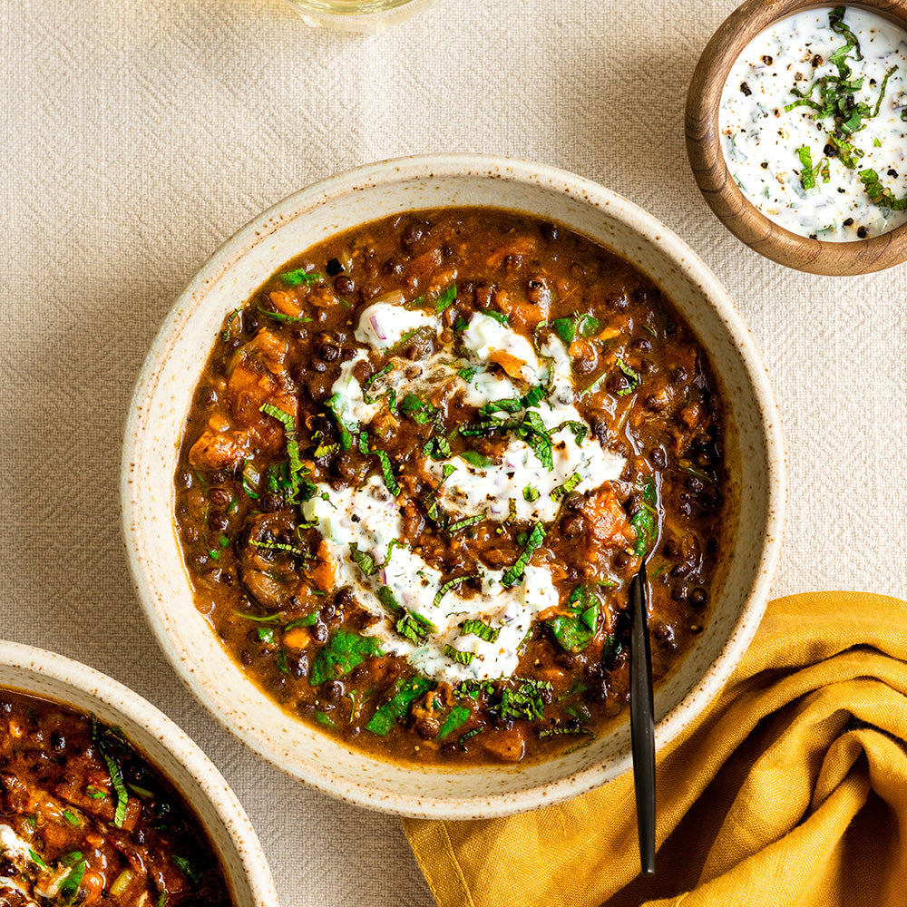 Roasted Sweet Potato & Spinach Black Dhal | Merchant Gourmet