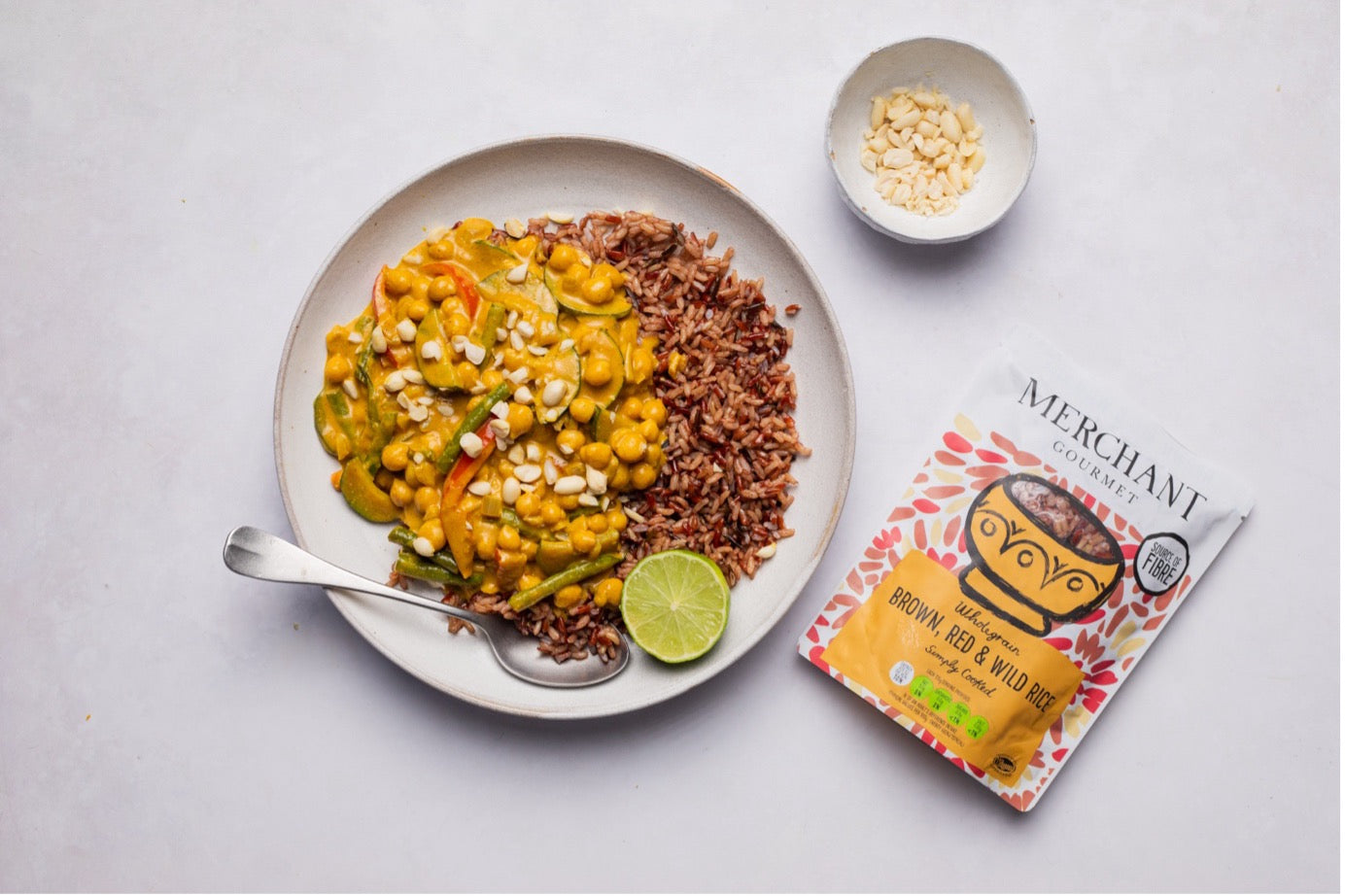 Satay Chickpea Curry with Brown, Red & Wild Rice | Merchant Gourmet