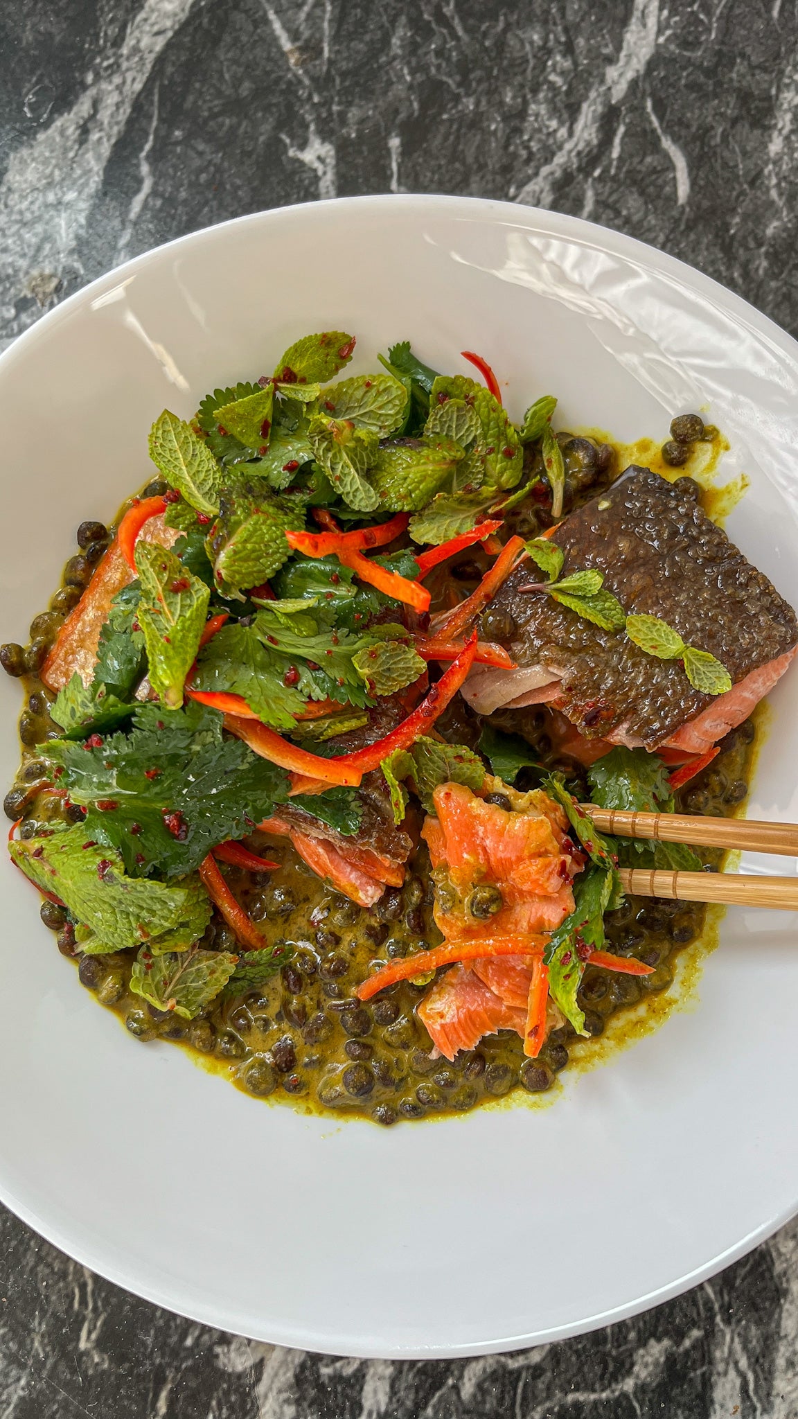 Coconut Curried Lentils with Salmon – Merchant Gourmet