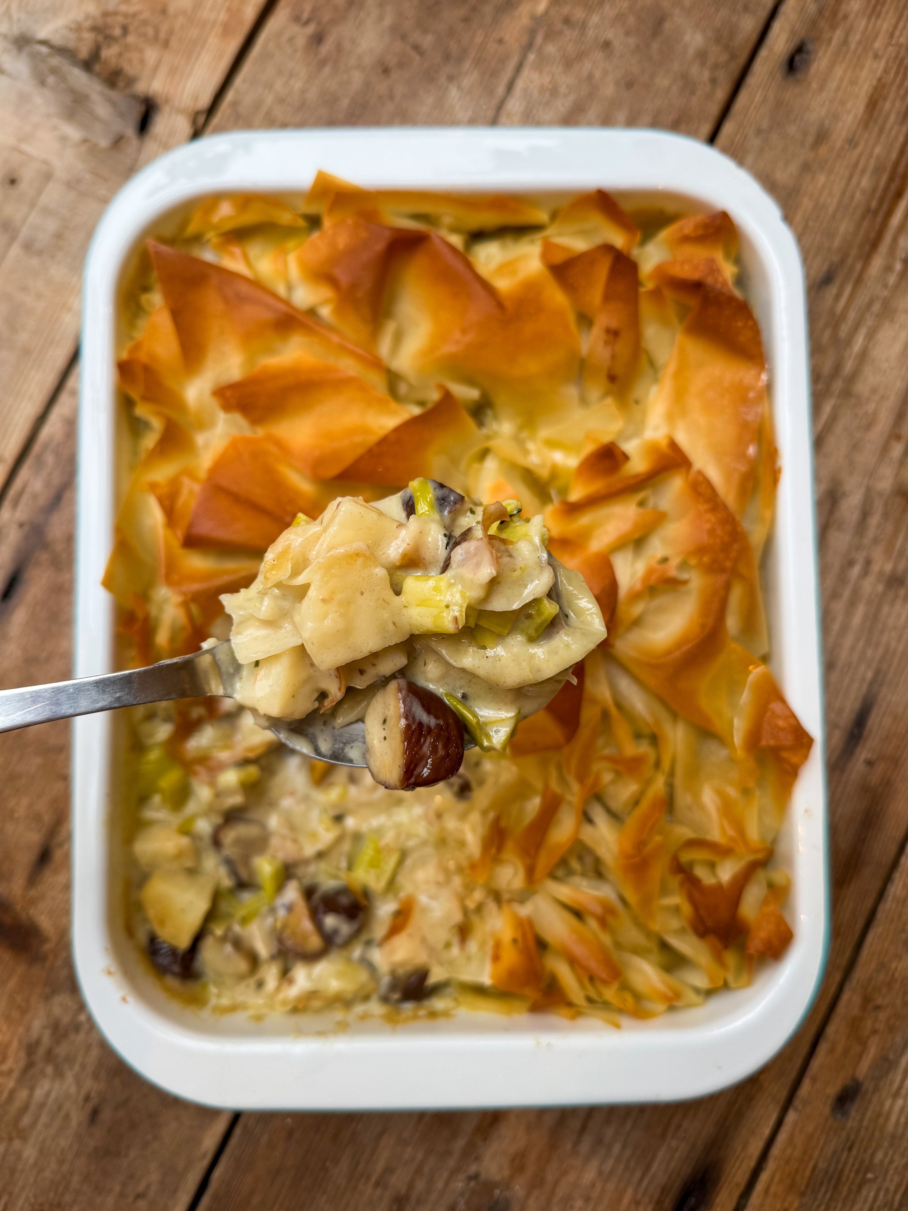 Creamy Chestnut, Celeriac & Leek Filo Pie | Merchant Gourmet